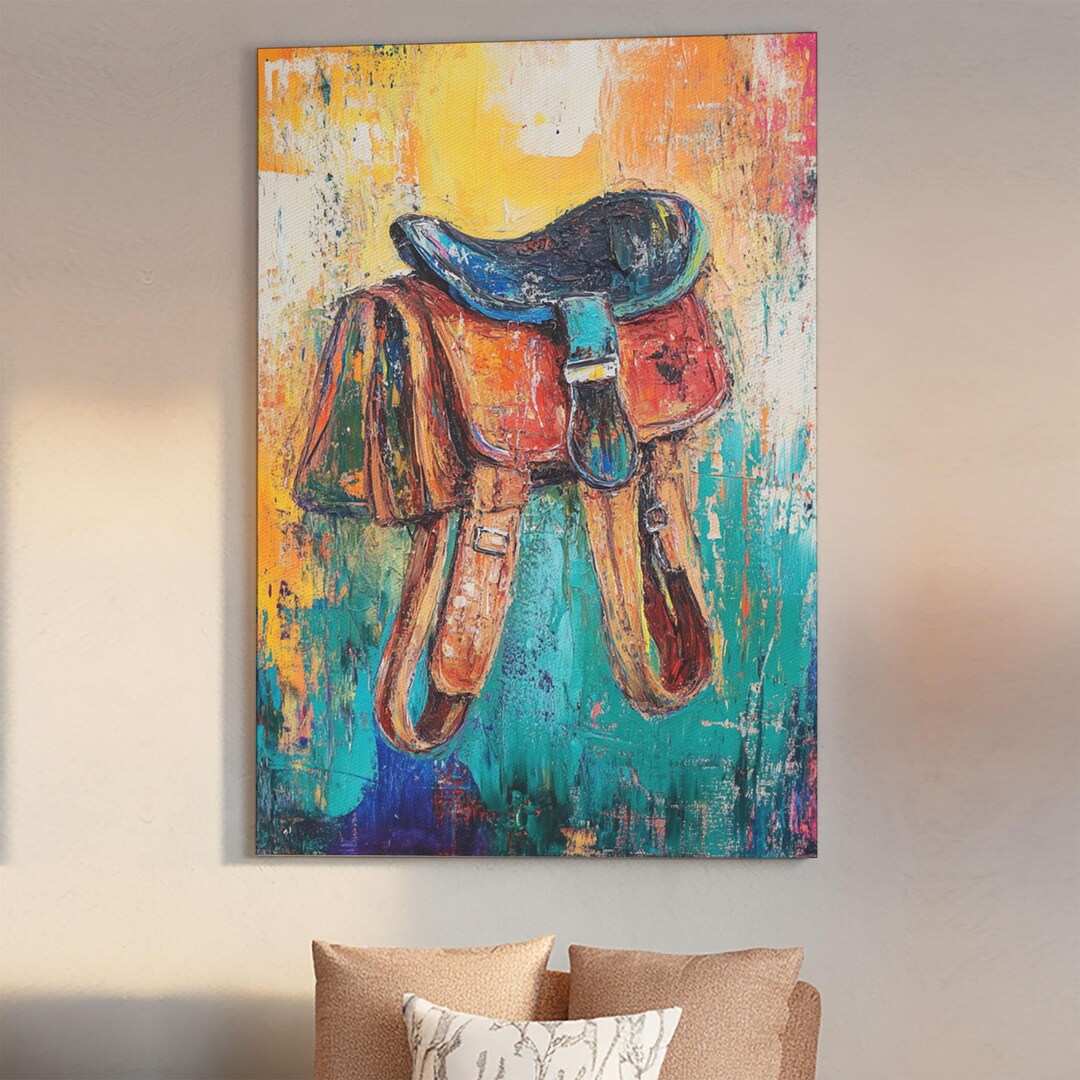 Textured Saddle, Cowboy Decor, Rustic Wall Art, Vintage Horse Art ...