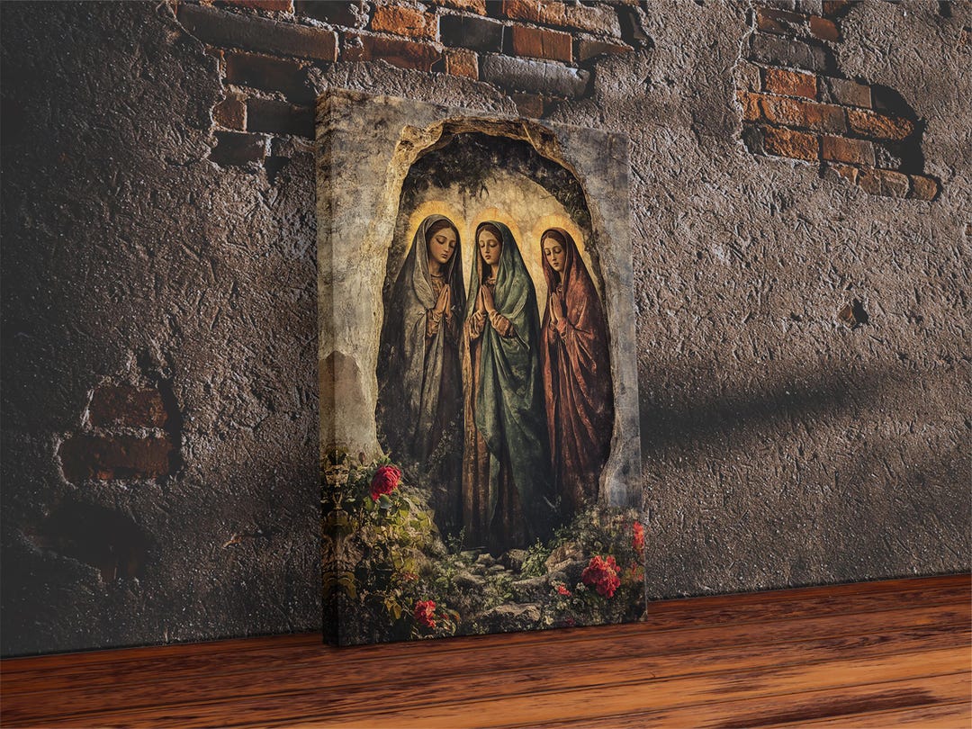 Three Marys at the Tomb on Easter Morning Framed Canvas Print ...