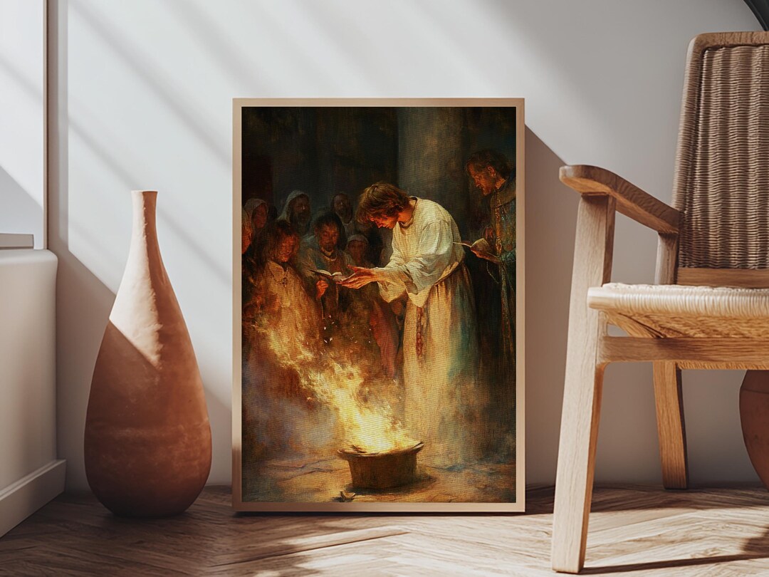 Kindling the New Fire at the Easter Vigil Framed Canvas Print ...