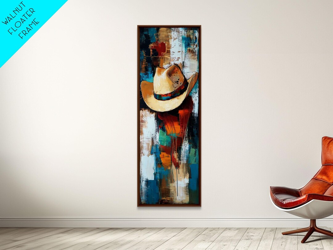Abstract Cowboy Hat Canvas Print Rustic Wall Art Farmhouse Art Vintage ...