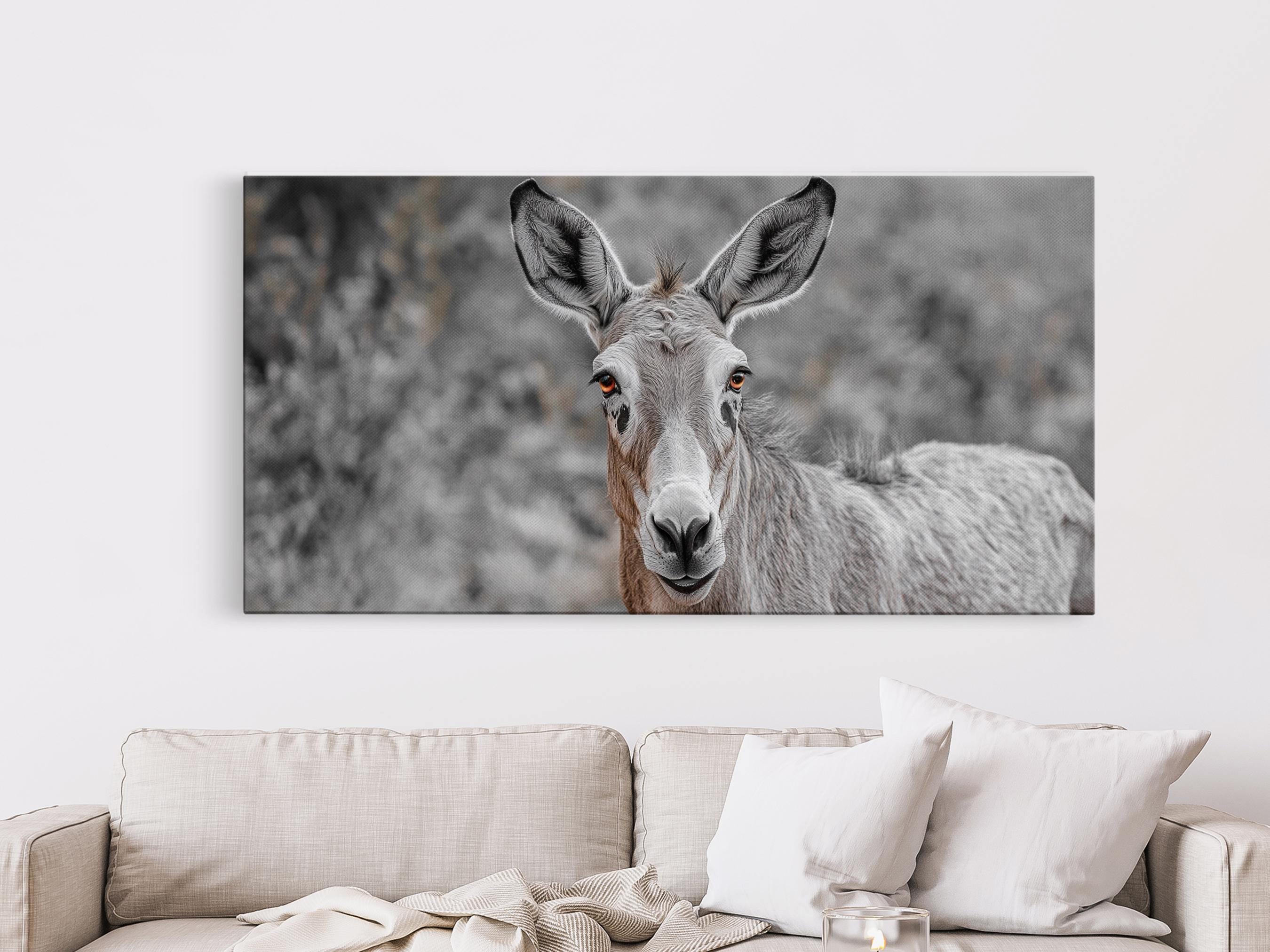 Donkey Close-up Framed Canvas Print: Rustic Farmhouse Wall Art - Etsy