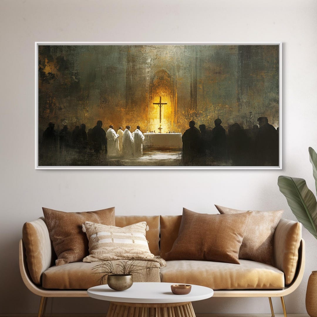 Baptism and Chrismation of Catechumens Romanticism Style Framed Canvas ...