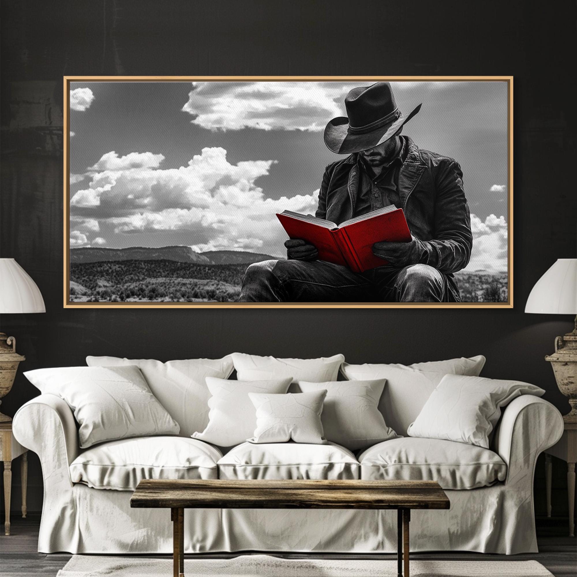 Cowboy Reading Art Print: Moody Southwest Canvas Wall Art - Etsy