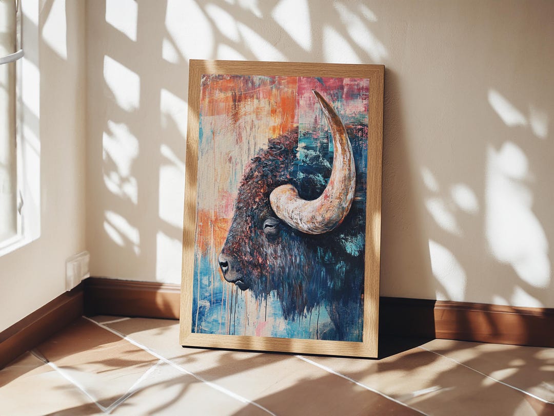 Buffalo Painting, Bull and Bear Art, Western Wall Art, Rustic Art ...