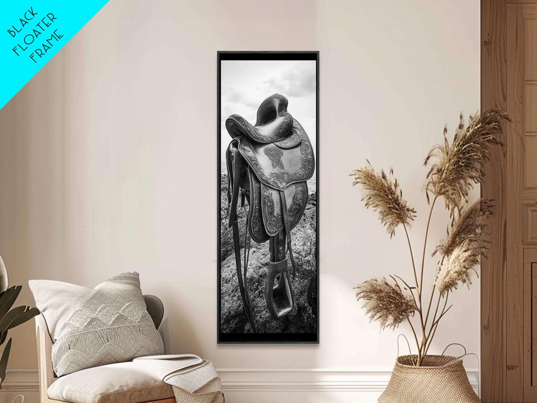 Vintage Saddle Art, Framed Canvas Print, Rustic Wall Art, Horse Wall ...