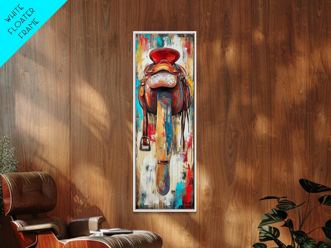 Rustic Saddle Painting: Farmhouse Southwest Canvas Wall Art - Etsy