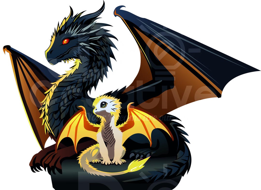 Tairn and Andarna, Vector Dragon Illustration From Fourth Wing, High ...