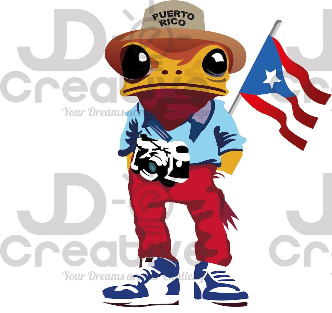 Concho Frog Rana With Hat, Puerto Rico Flag Vector, Perfect for ...