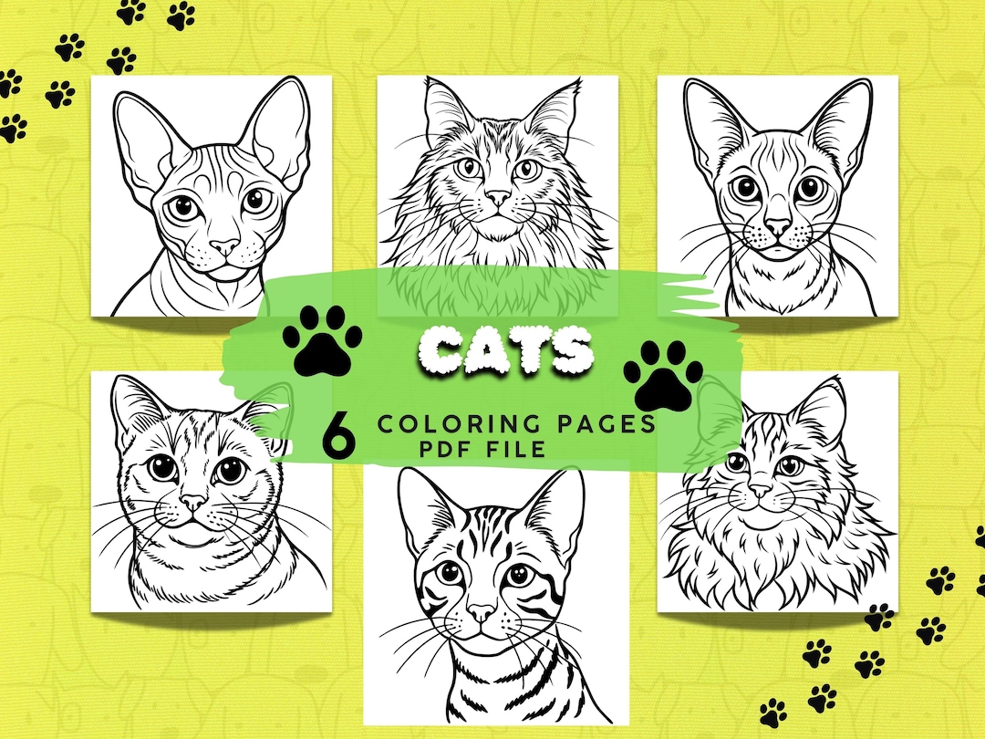 6 Cat Breeds Coloring Pages | Fun and Relaxing Printable PDF | Perfect ...
