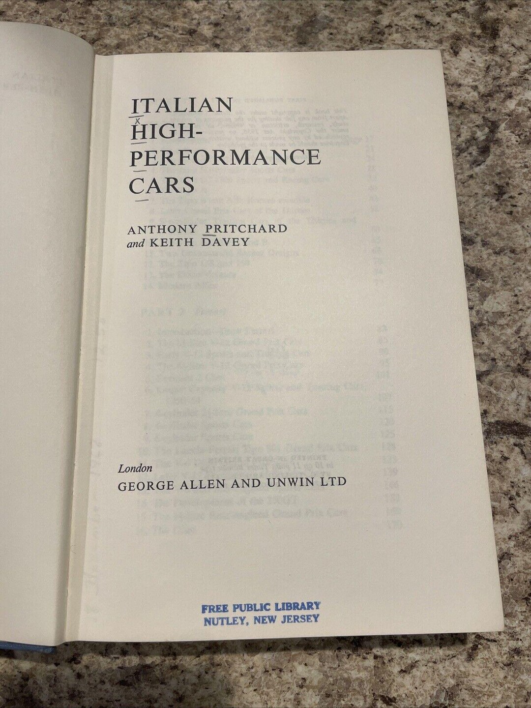Italian High Performance Cars, 1967 USA Hardbound, Anthony Pritchard ...