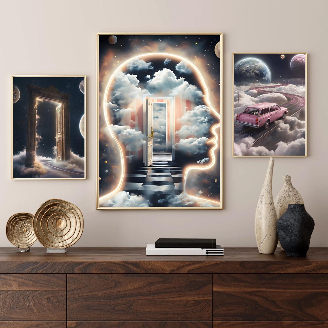 Surreal Dreamcore Wall Art Set | Digital Prints | Trippy Psychedelic ...