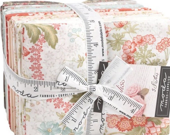 BLISS 36 Fat Quarters Moda Fabric 3 Sisters Pink Aqua Taupe Paisley ...