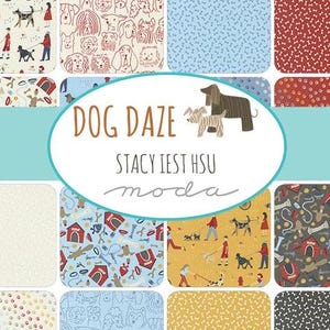 DOG DAZE Layer Cake Moda Fabric Sewing Quilting Stacy Iest Hsu Doghouse ...