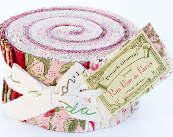 Pom Pom De Paris Jelly Roll Moda Quilt Fabric 2.5in Strips Shabby Chic ...