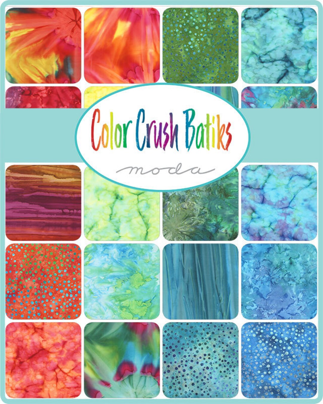 COLOR CRUSH BATIKS 3 Charm Packs Moda Fabric 100% Cotton Batik Rainbow ...