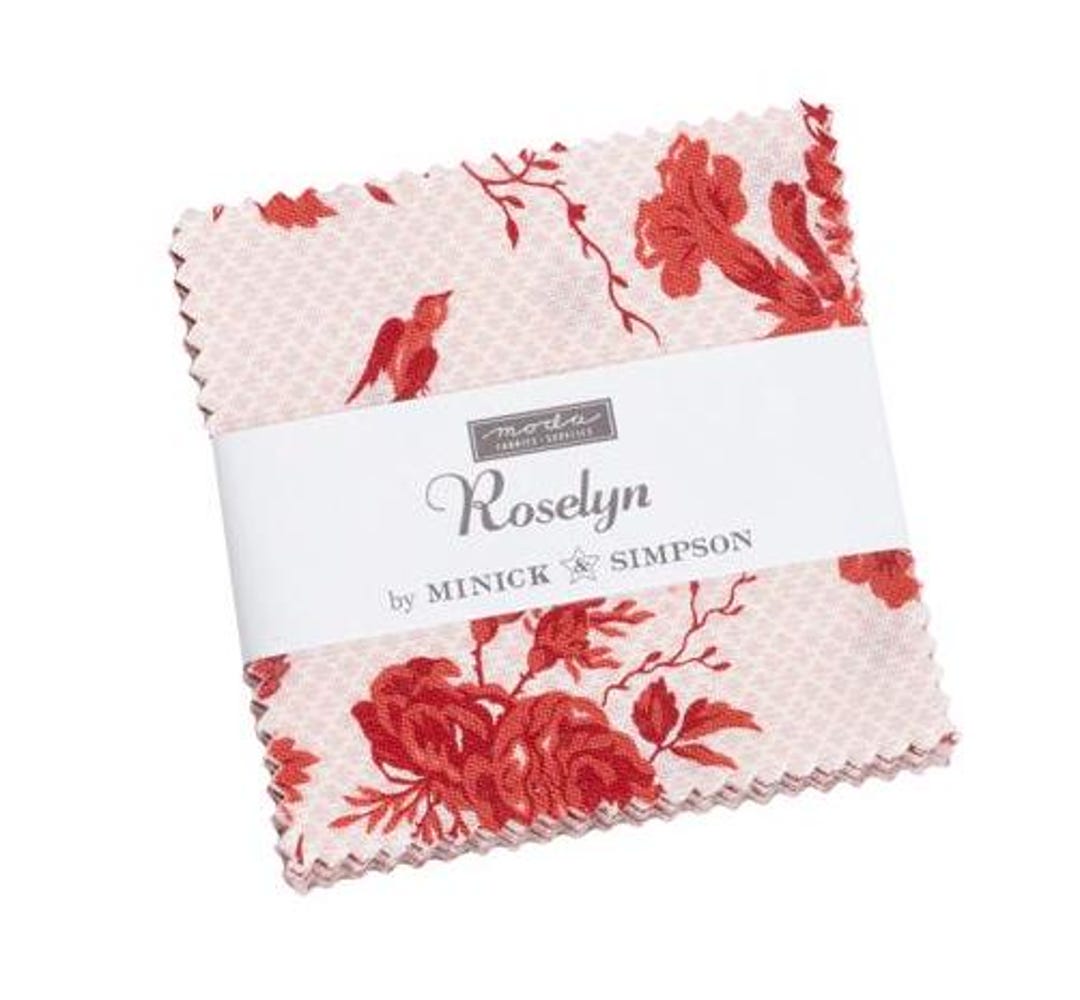 ROSELYN 4 MINI Charm Packs Moda Fabric Quilting Sewing Roses Minick Simpson Red White Country ...