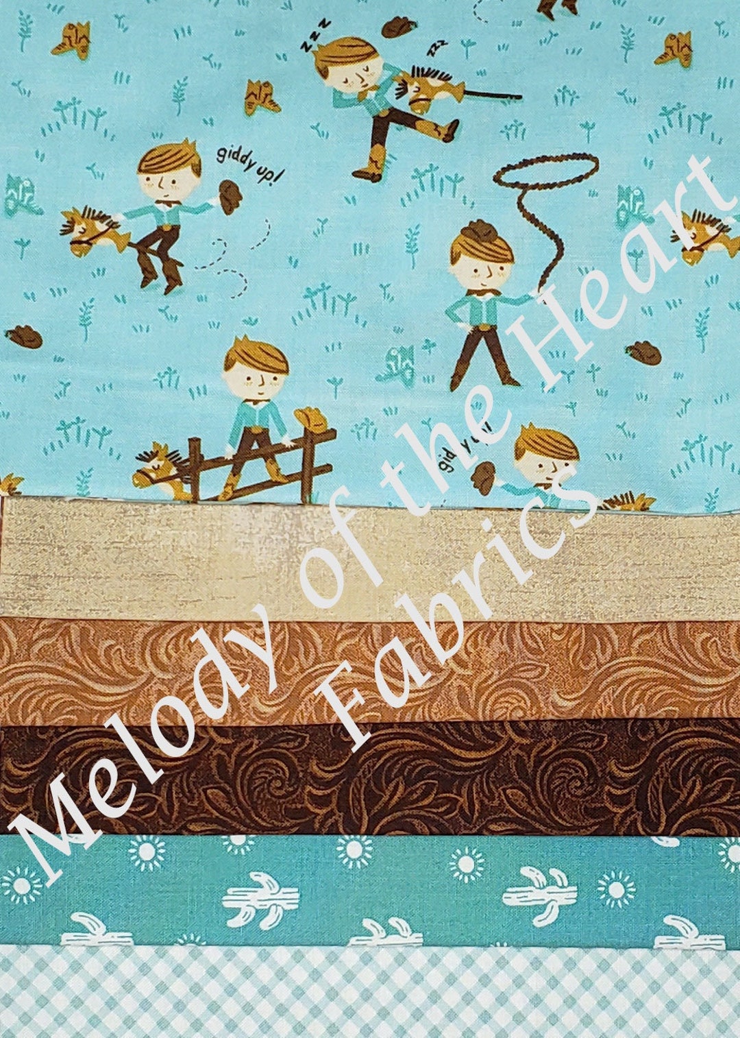 Western Cowboy 6 FQ Set Moda Fabric Fat Quarters Teal Cactus Browns ...