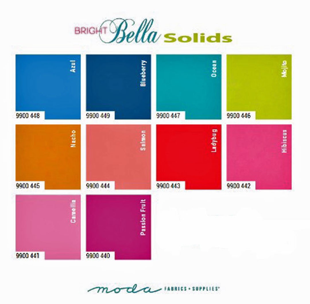 BELLA SOLIDS Bright 4 MINI Charm Packs Moda Fabric Quilt Sew 2.5 ...