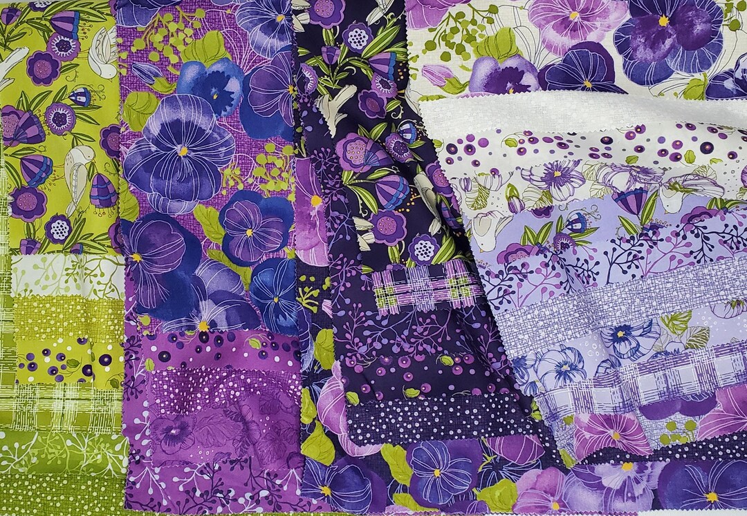 PANSY'S POSIES 28 Pc Sample Set Moda Fabric Robin Pickens PURPLE ...