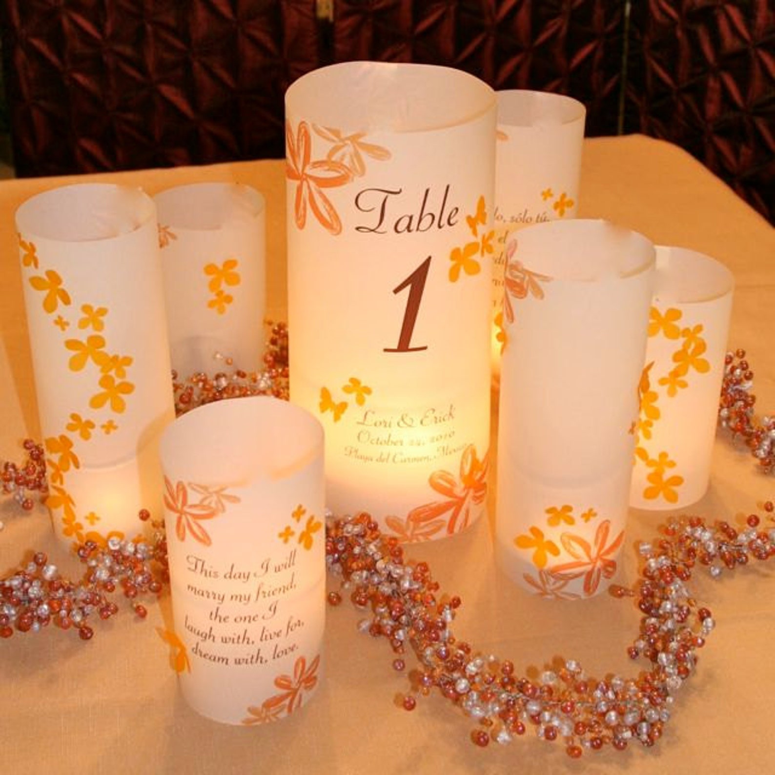 11 Tall Custom Table Number Luminaries for Centerpieces | Etsy