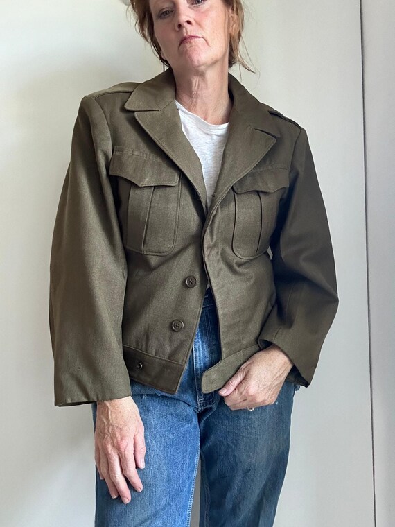 Vintage 1940s Wool Military Jacket WW2 Issued Size 36… - Gem