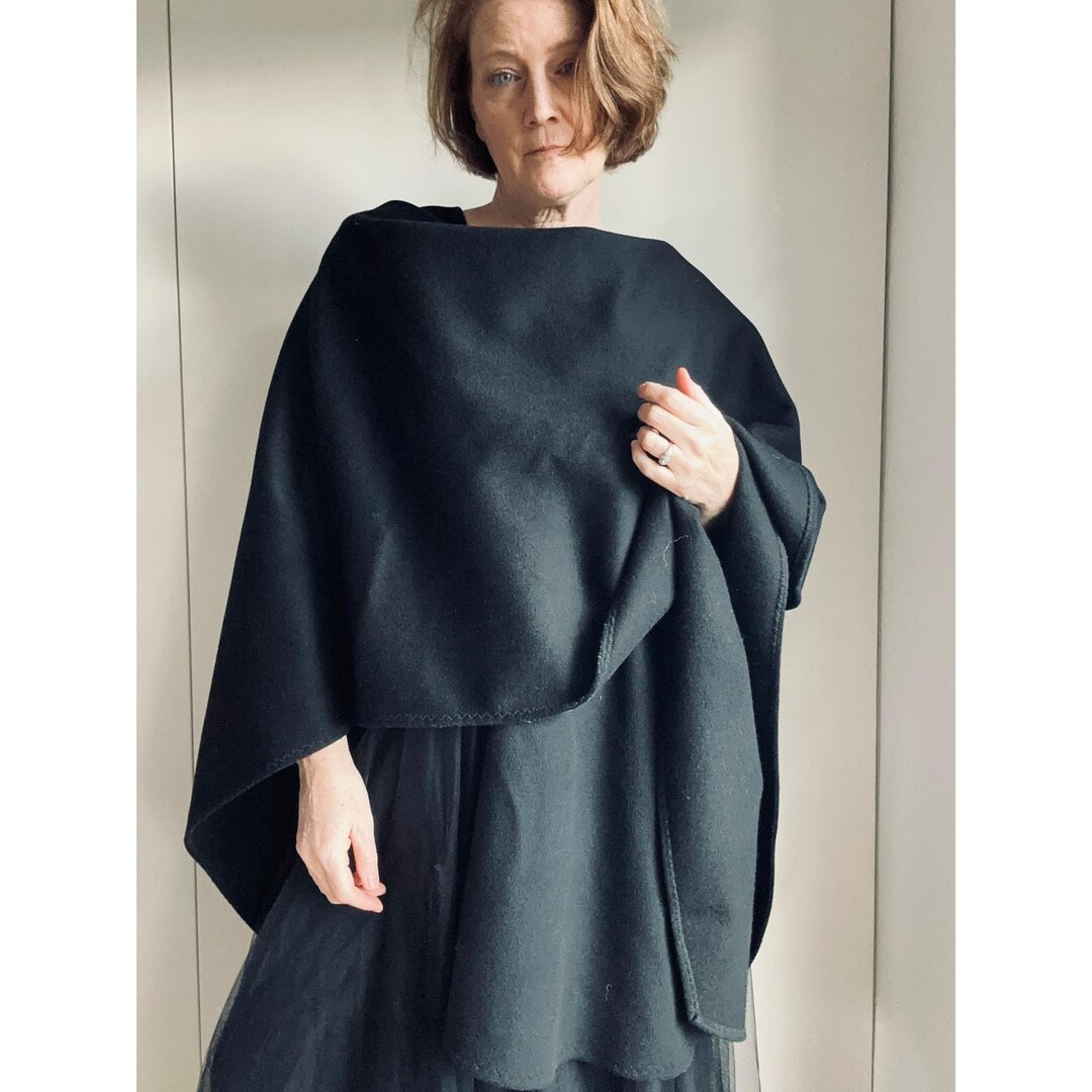Vintage 90s Wool Cape/wrap Classic Old Money Multi Size Fit USA Black ...