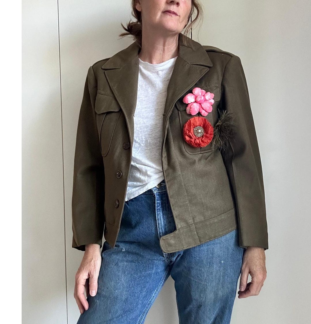 Vintage 1940s Wool Military Jacket WW2 Issued Size 36 R Green Gopcore ...