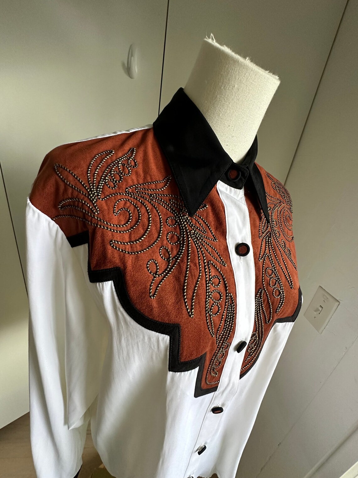Vintage 90s Western Shirt Embellished Size Medium Cowgirl Cowboy Carter ...