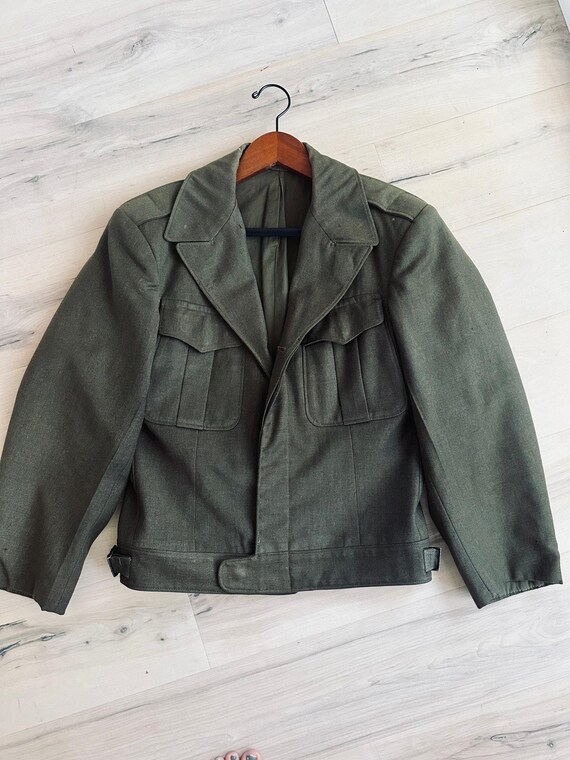 Vintage 1940s Wool Military Jacket WW2 Issued Size 36… - Gem