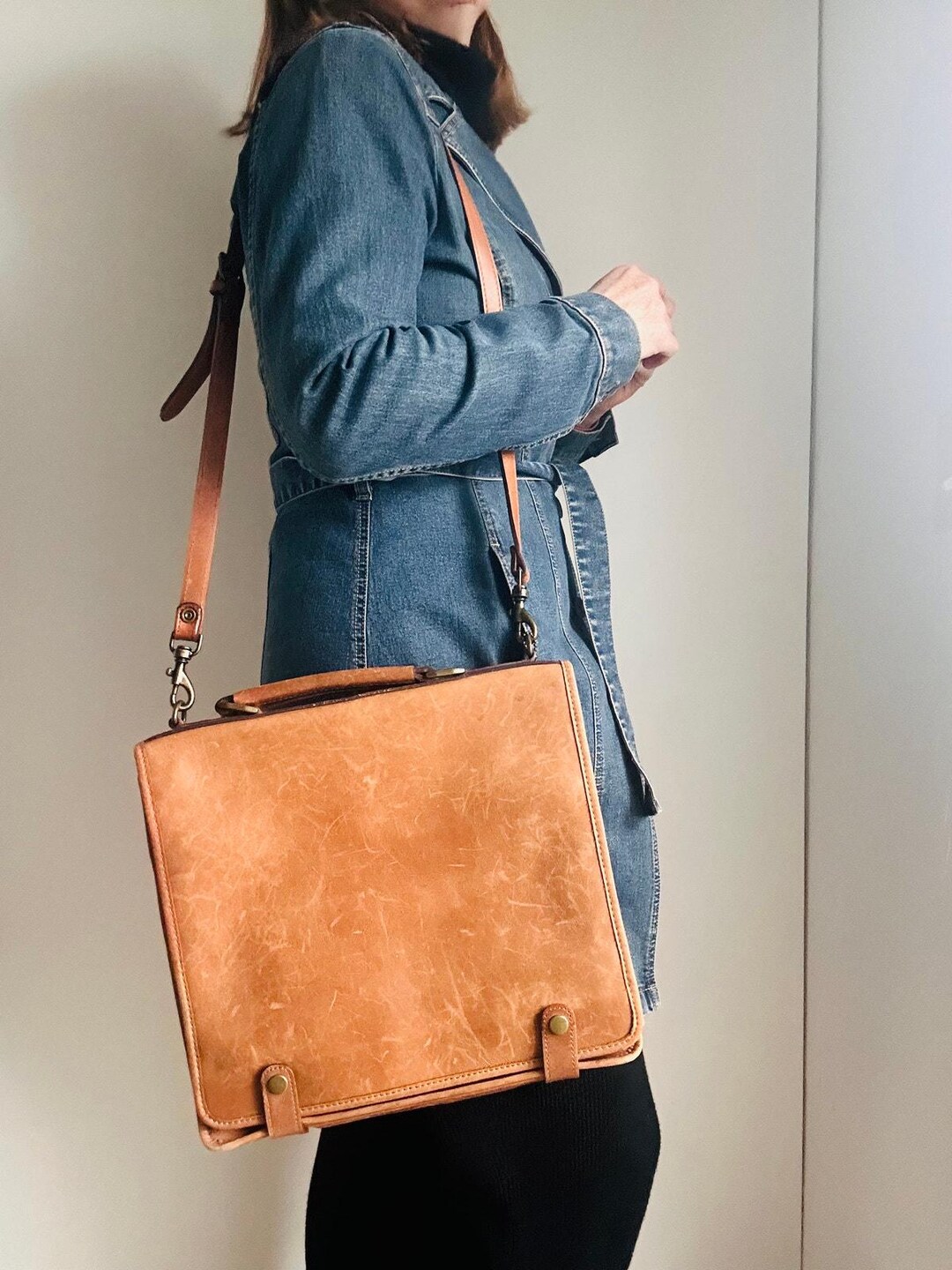 Vintage Alla Moda 80s Wilson's Leather Messenger Bag Academia Twee ...
