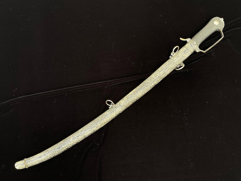 Vintage Moroccan Sword - Islamic Handcrafted Blade - Engraved Silver ...