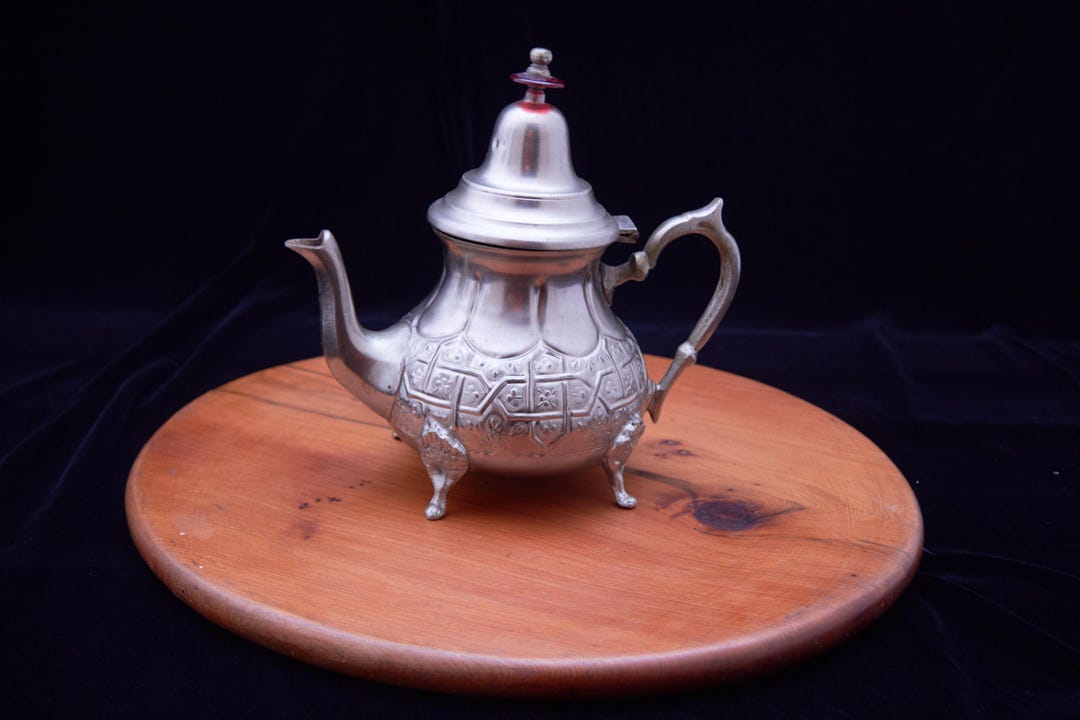Ornate Moroccan Teapot - Engraved Silver Plated Berber Tea Service Home ...