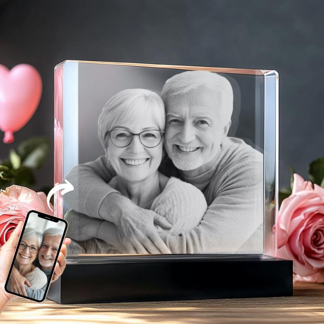 Personalized Anniversary Gift | Custom 3D Engraved Crystal Rectangle ...