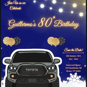 Birthday Invitation, Men's Invitation, Toyota Tacoma - Etsy