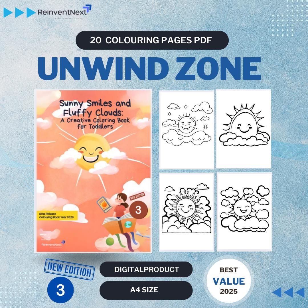 Unwind Zone: Sunny Smiles and Fluffy Clouds- A Creative Coloring Book ...