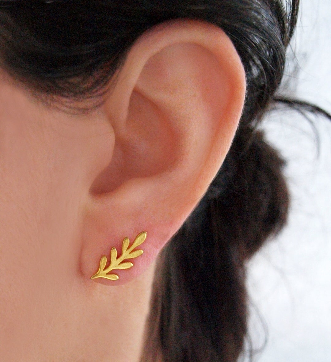 Elegant Gold Leaf Crawler Earrings | Sterling Silver Nature Jewellery ...