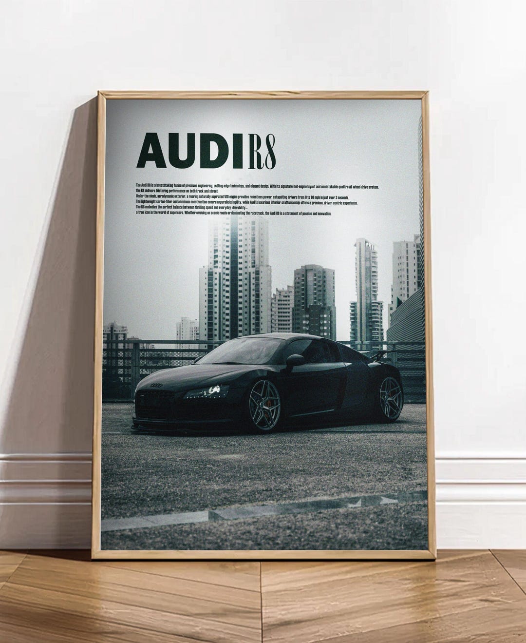 Modern Framed Poster Art Print | Audi R8 Wall Decor | Car Enthusiast ...