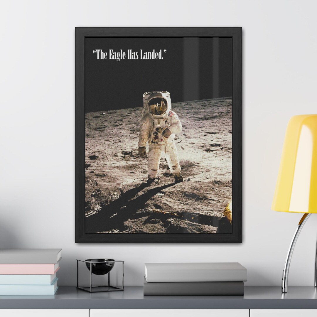 Vintage Moon Landing Framed Poster, Space Decor, Astronaut Art, Unique ...