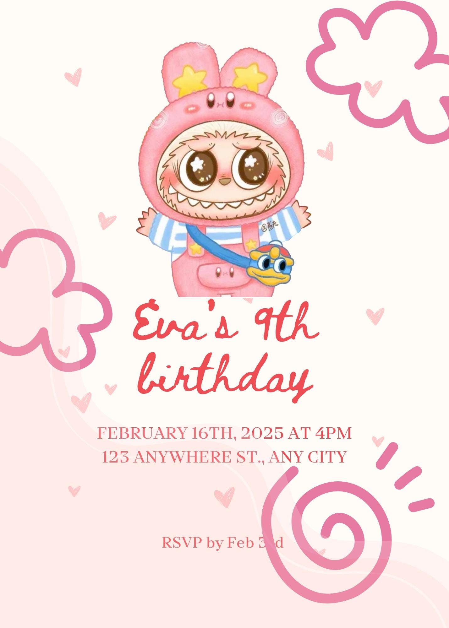 Labubu Themed Invitation Templates for Birthday Parties Customizable ...