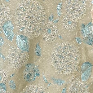 1960s Ice Blue Silk Brocade Floral Fabric With Silver Threads Gorgeous ...