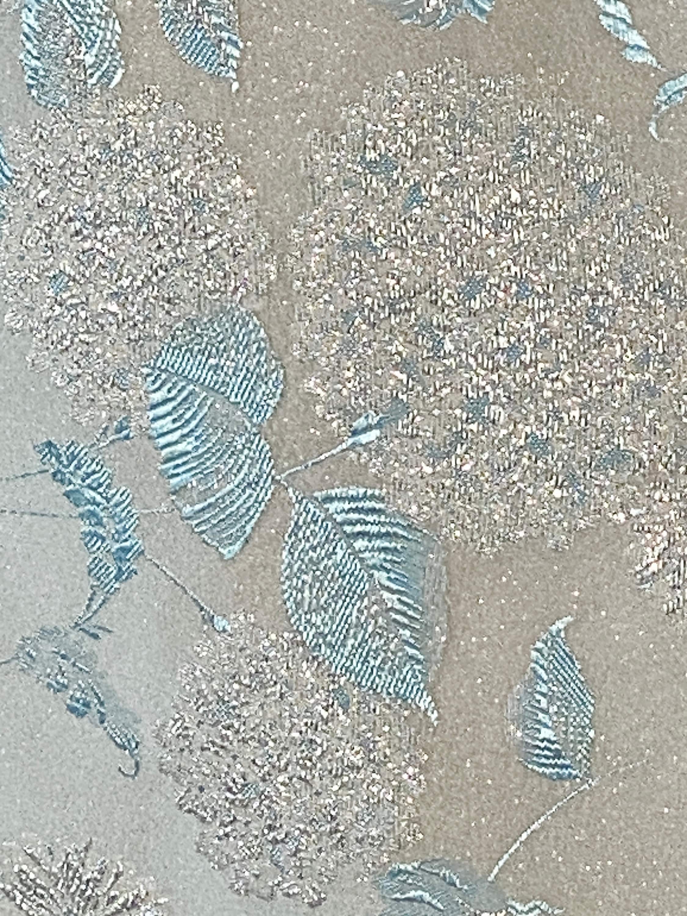 1960s Ice Blue Silk Brocade Floral Fabric With Silver Threads Gorgeous ...