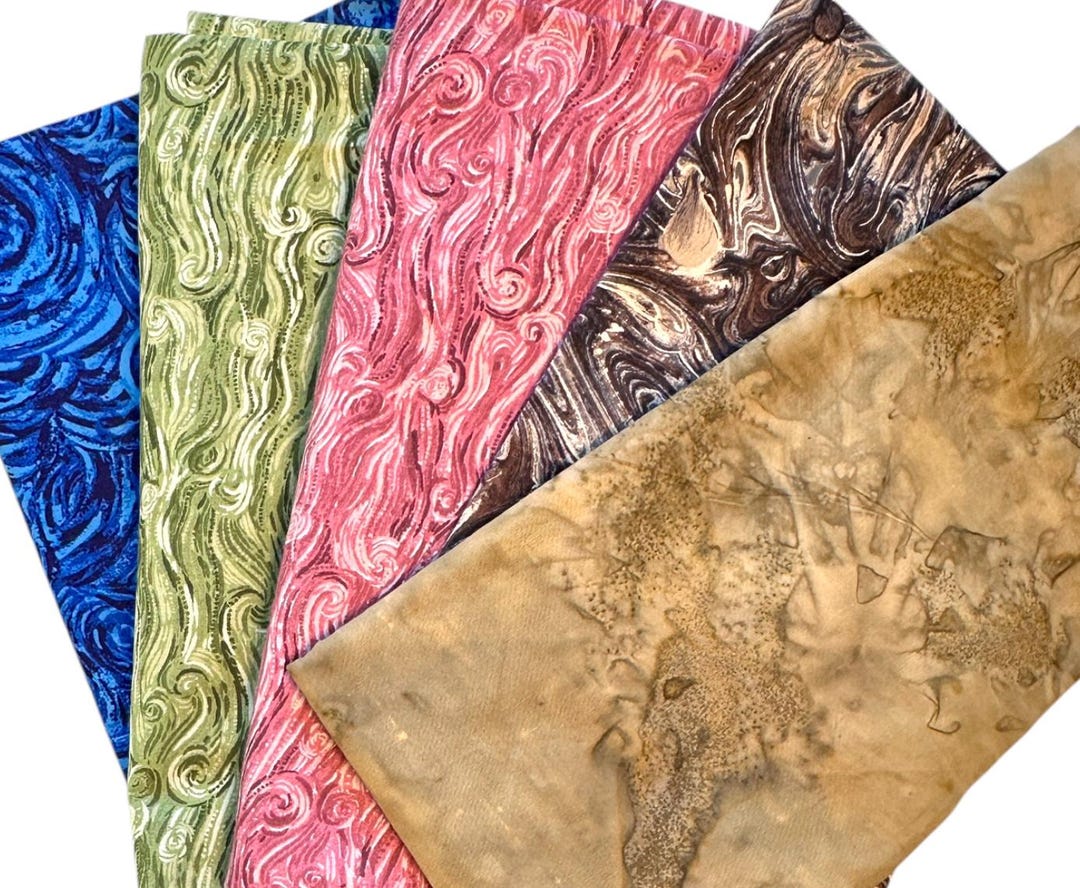 4 Quilt Blender Swirl Marble Cotton Print Fabric Total 4 3/4 Yards ...