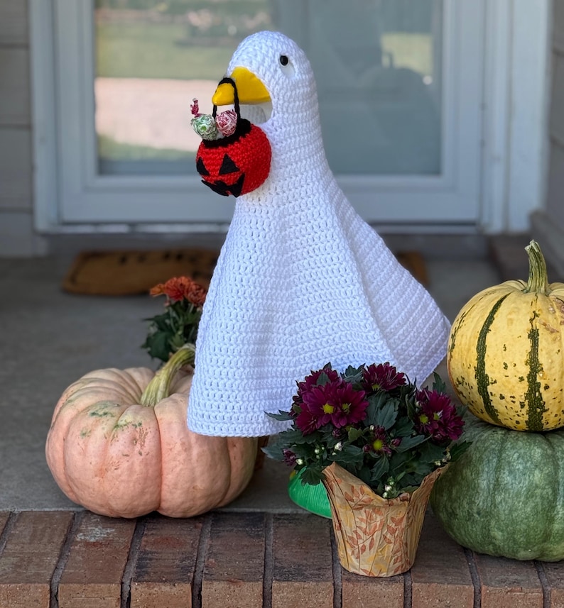 Crochet Pattern for Porch Goose Halloween Ghost Costume and Candy Pail ...