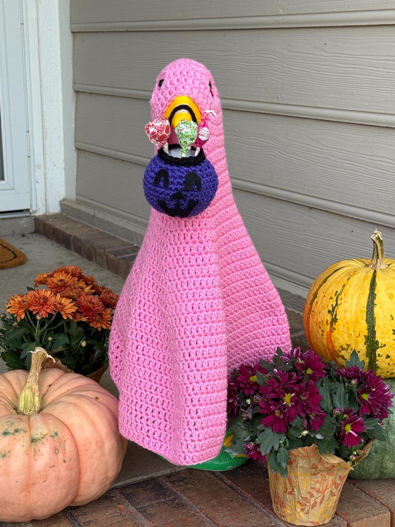 Crochet Pattern for Porch Goose Halloween Ghost Costume and Candy Pail ...