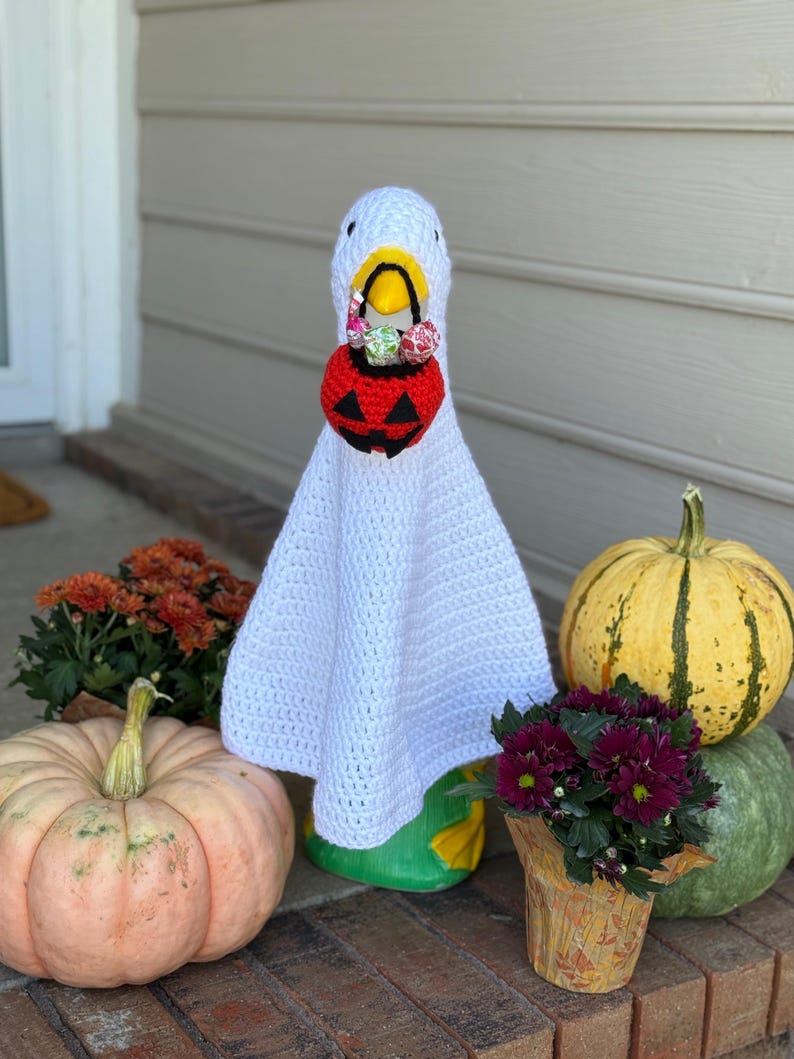 Crochet Pattern for Porch Goose Halloween Ghost Costume and Candy Pail ...