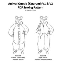 Kigurumi Sewing Pattern | Cat, Dog, Bear Cosplay Pajama Jumper in XS ...