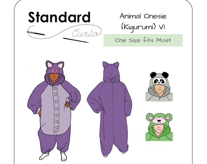 PDF Animal Onesie (kigurumi) Sewing Pattern - Teen/adult - V1 Buttons ...
