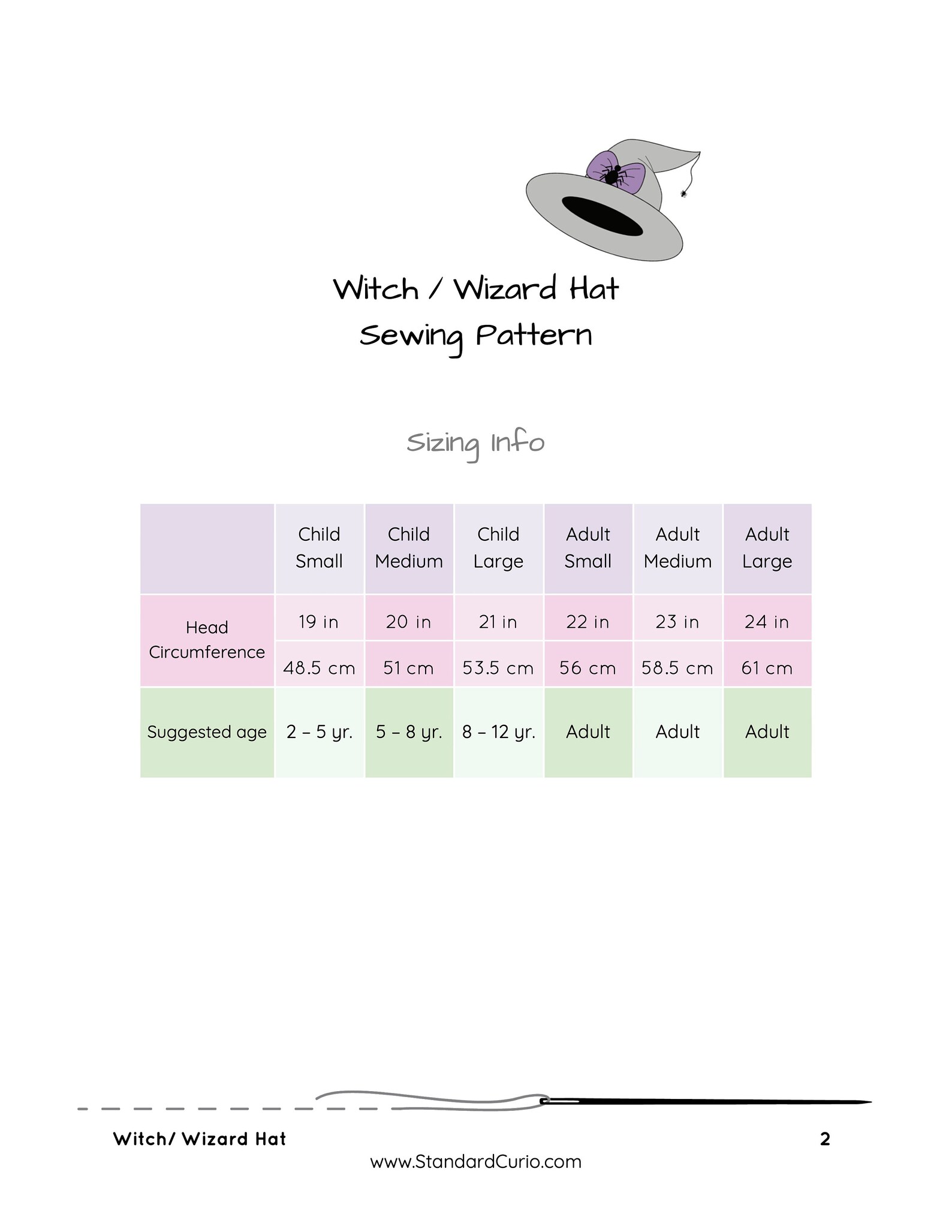 PDF Witch/ Wizard Hat Sewing Pattern 6 Sizes, Toddler Adult - Etsy