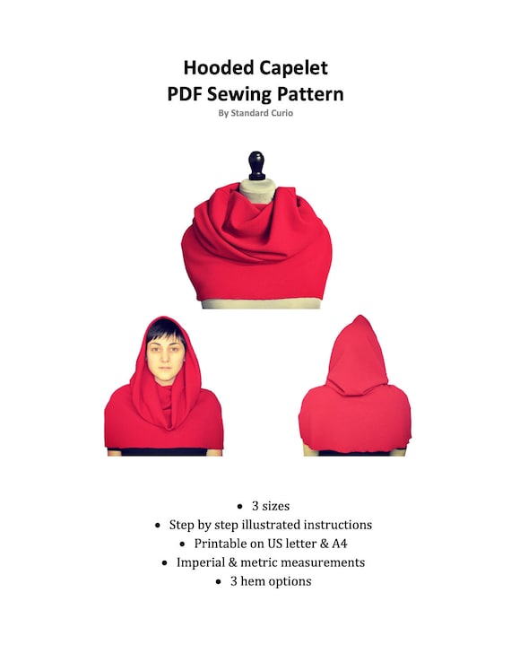PDF Hooded Capelet Sewing Pattern Adult Small Medium - Etsy