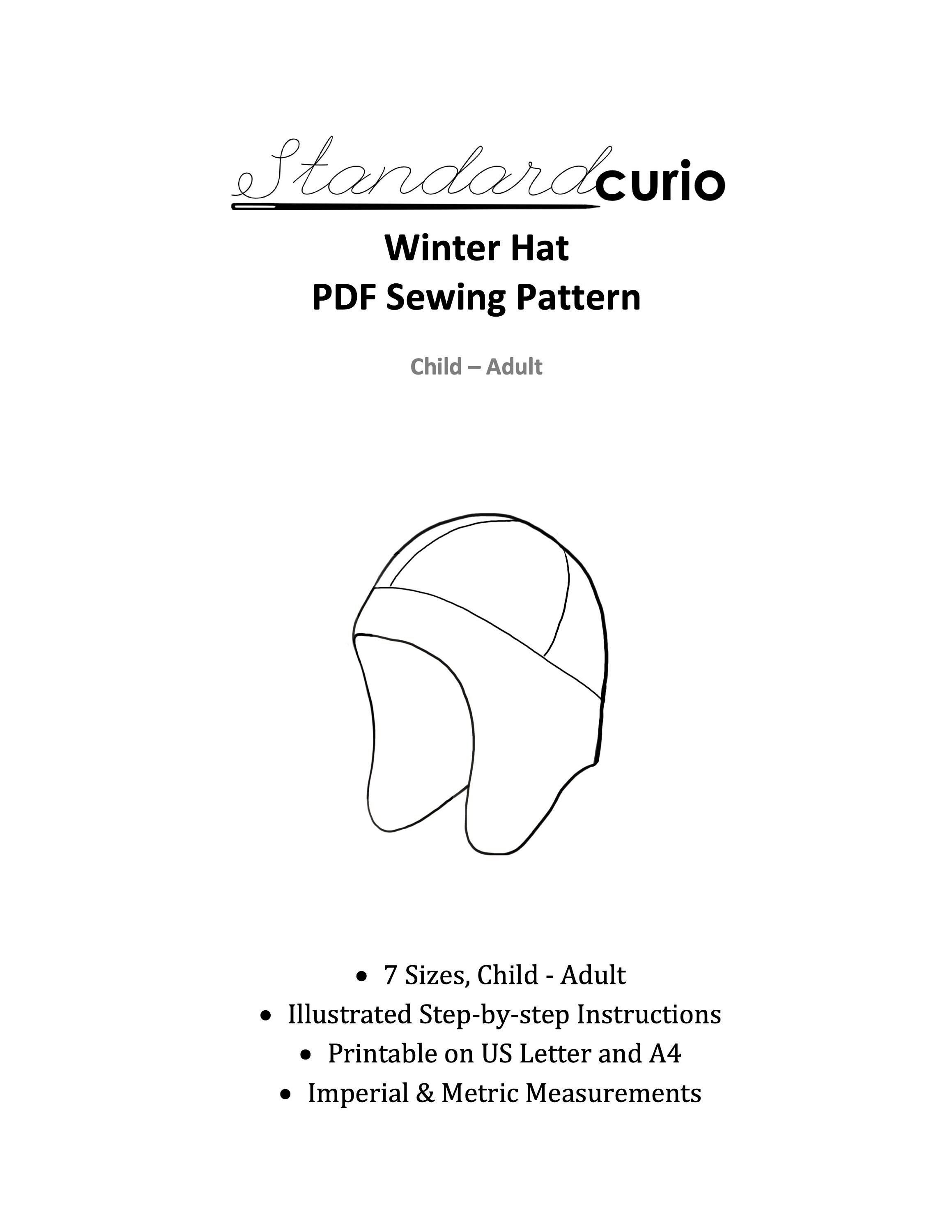 PDF Winter Hat Sewing Pattern - 7 Sizes, Child - Adult - Etsy